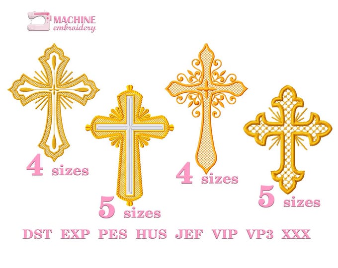 Christian Cross Embroidery Design * Easter Cross Wreath Embroidery ...