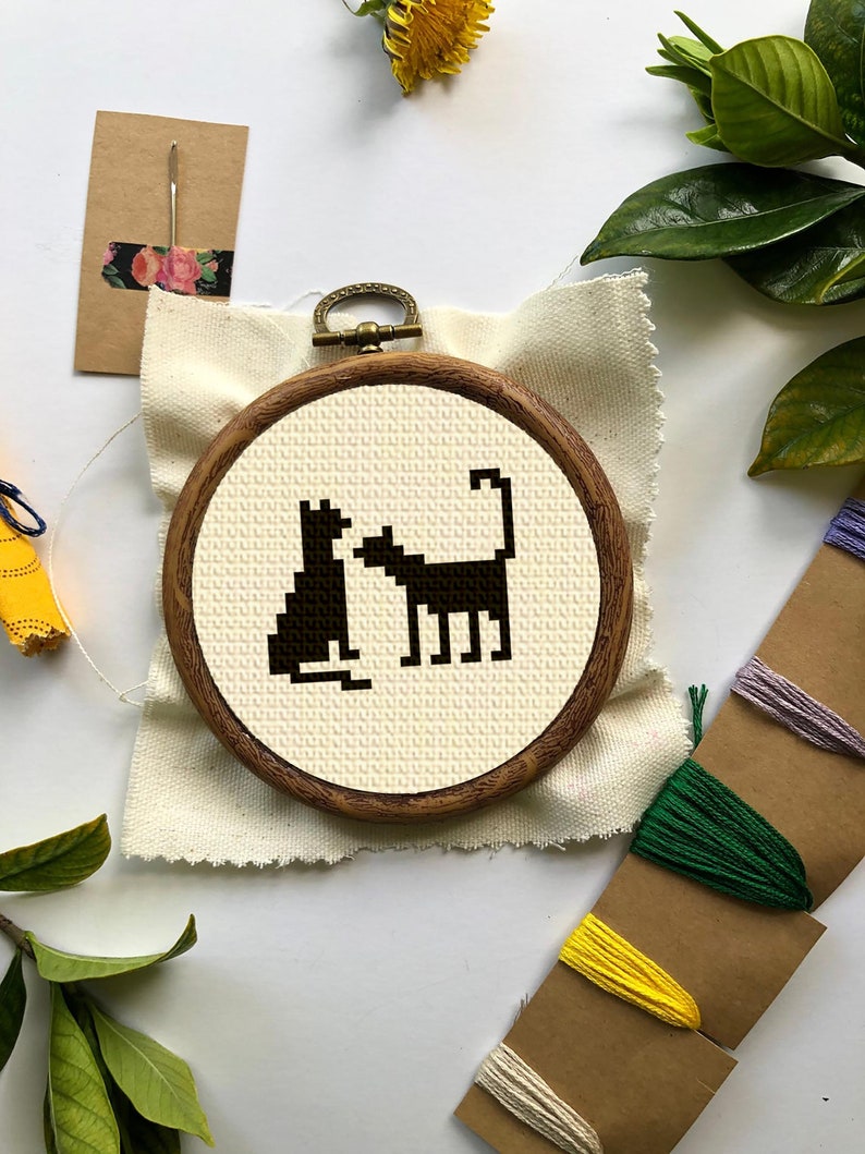Small Cross Stitch Pattern Download PDF Mini Black Cat Cross - Etsy