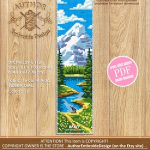Banff National Park Bookmark Cross Stitch Pattern PDF Download Nature ...