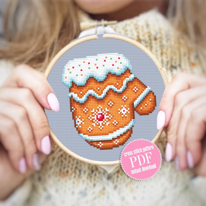 Christmas Mitten Gingerbread Cross Stitch Pattern Download PDF ...