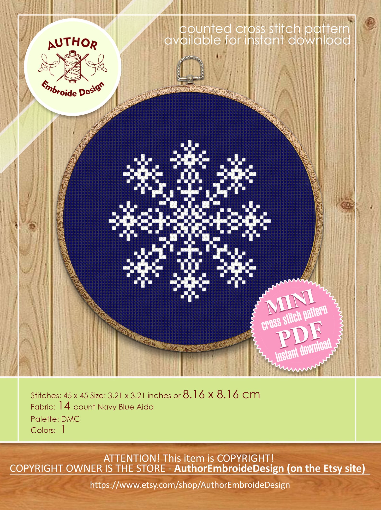 Snowflake Cross Stitch Pattern Download PDF Christmas - Etsy
