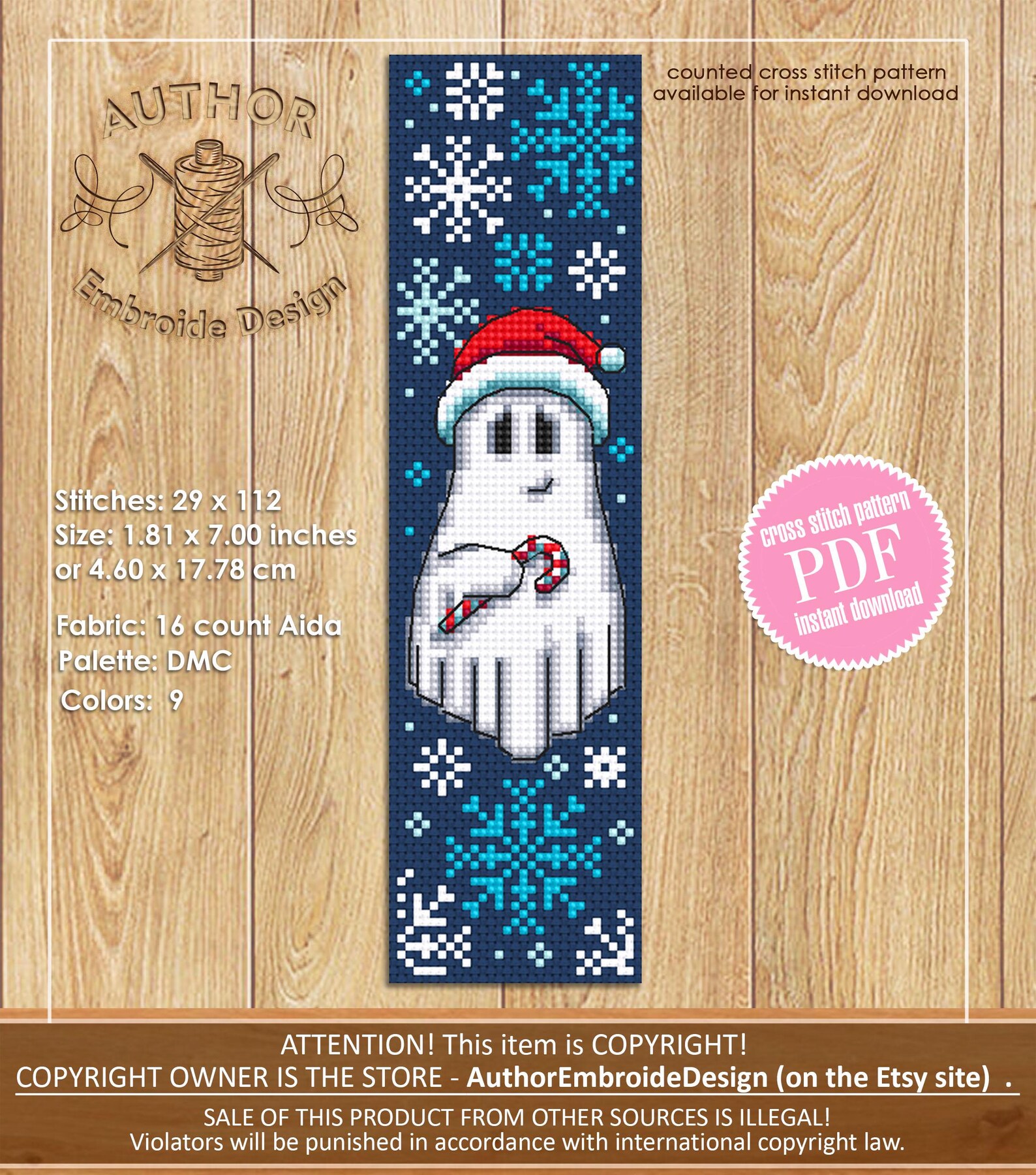 Ghost Bookmark Set Cross Stitch Pattern PDF Download Cute Ghost Cross ...