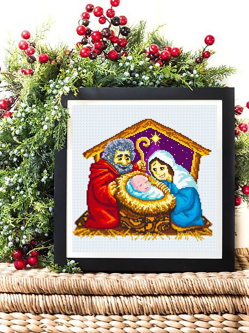 Nativity Scene Cross Stitch Pattern Download PDF Religious Christmas ...