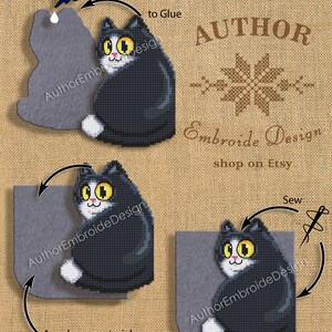 Black Cat Corner Bookmark Cross Stitch Pattern Download PDF Cat Cross ...