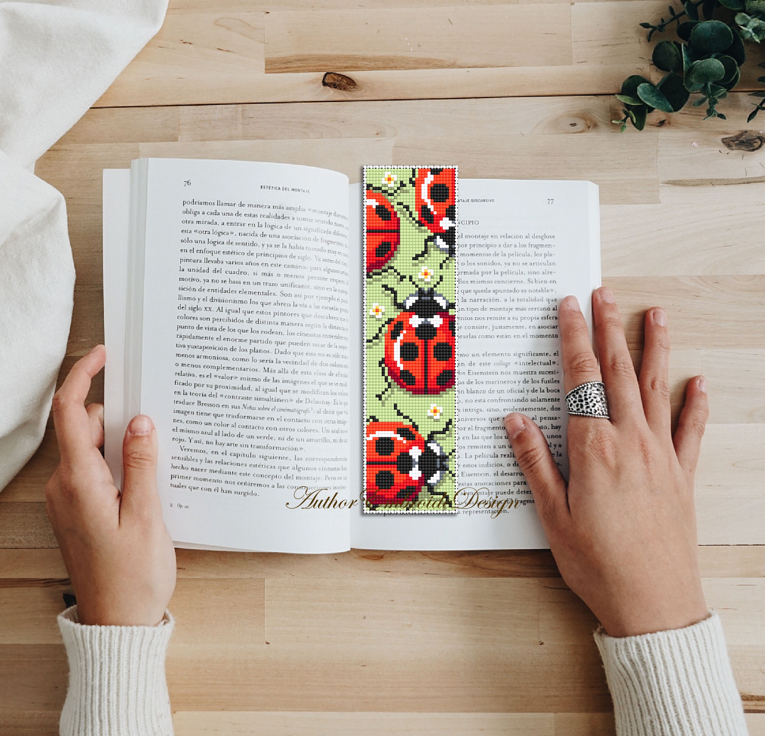 Ladybug Bookmark Cross Stitch Pattern PDF Download Red Bug Cross Stitch ...