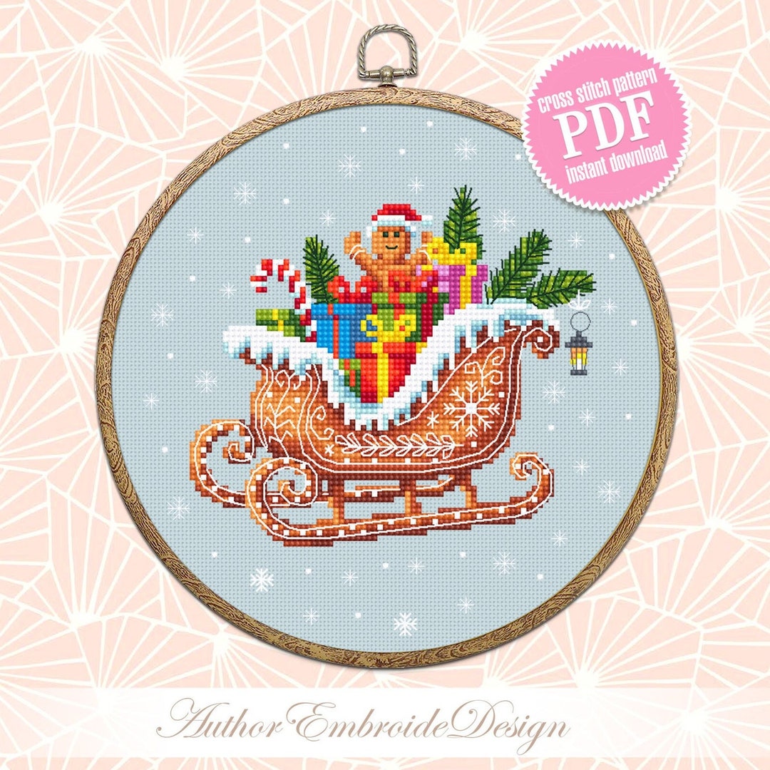 Christmas Gingerbread Sleigh Cross Stitch Pattern PDF Download ...