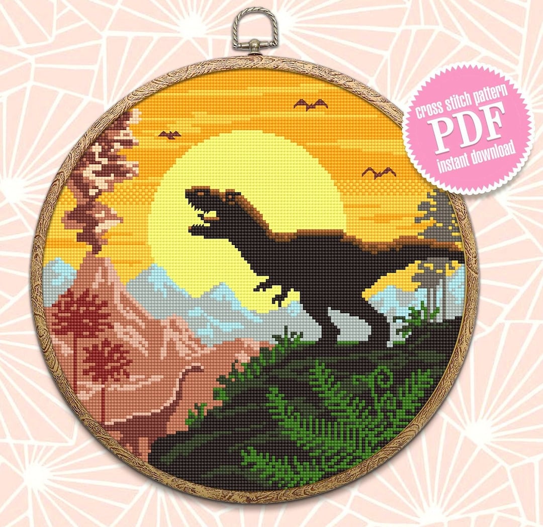 T-rex Dinosaur Cross Stitch Pattern PDF Download Tyrannosaurus Rex ...
