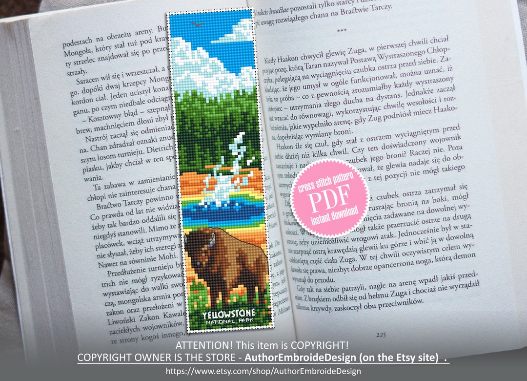 Yellowstone National Park Bookmark Cross Stitch Pattern PDF Download ...