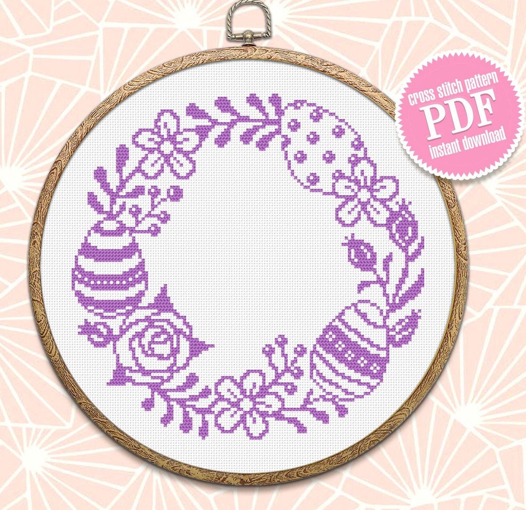 Easter Wreath Cross Stitch Pattern Download PDF Easter Eggs Cross ...
