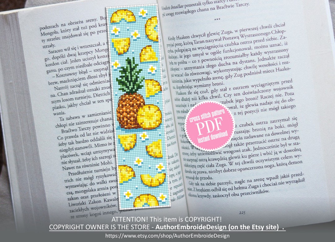 Bookmark Pineapple Cross Stitch Pattern PDF Download Tropical Fruit ...