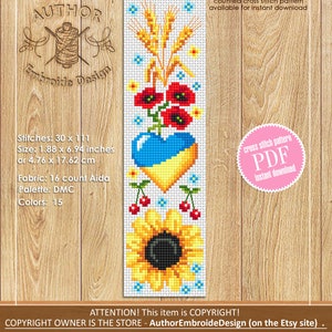Bookmark Set Ukraine Cross Stitch Pattern PDF Download Nature Cross ...