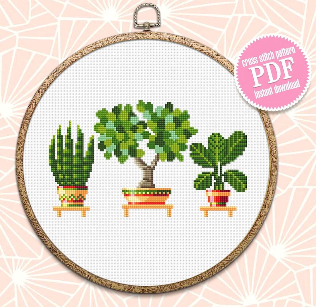 Home Plants Cross Stitch Pattern Download PDF Garden Embroidery PDF ...