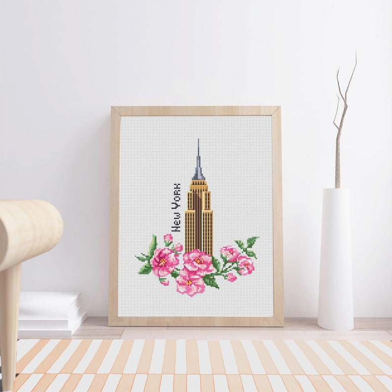 New York City Cross Stitch Pattern Sakura Modern PDF Empire | Etsy
