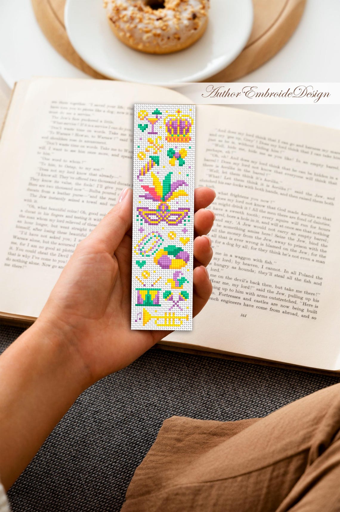 Mardi Gras Bookmark Cross Stitch Pattern PDF Download Carnival Mask ...