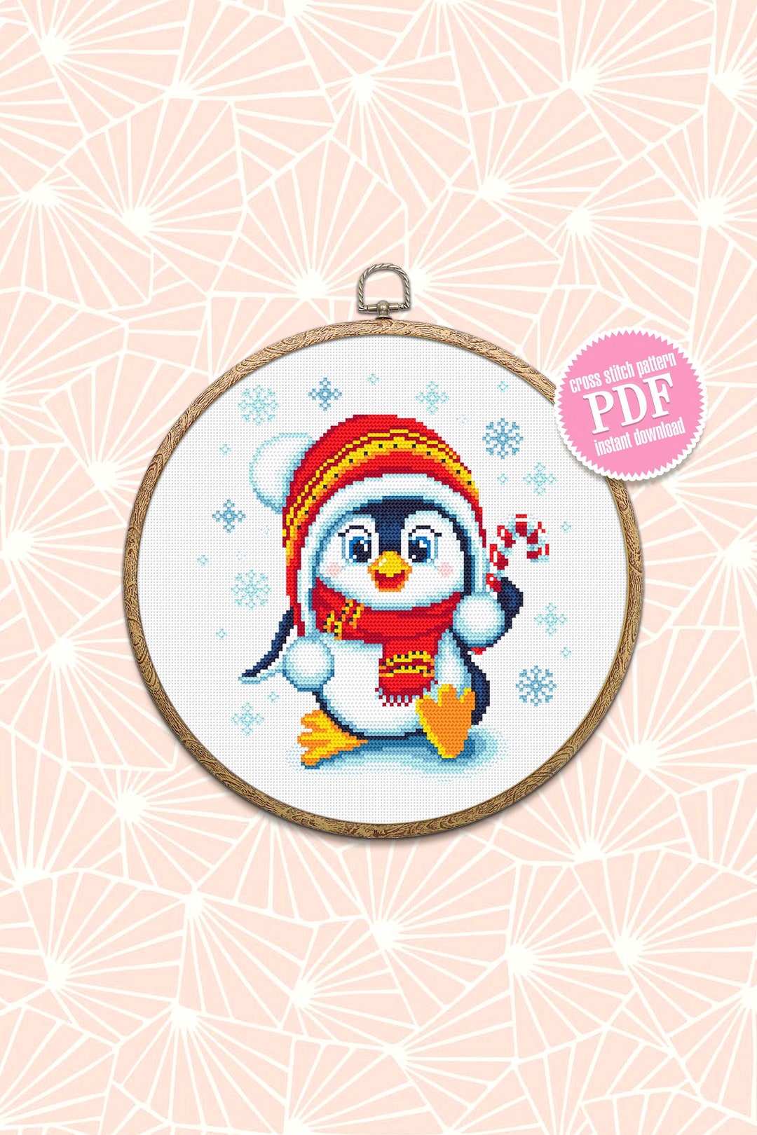 Cute Baby Penguin Cross Stitch Pattern Download PDF Christmas - Etsy
