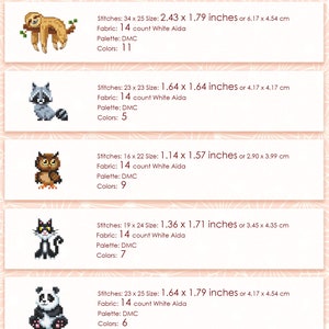 Mini Animal Cross Stitch Pattern PDF Download, Set of Fifteen (15 ...