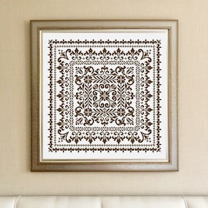 Square Mandala Cross Stitch Pattern PDF Download, Floral Ornament ...