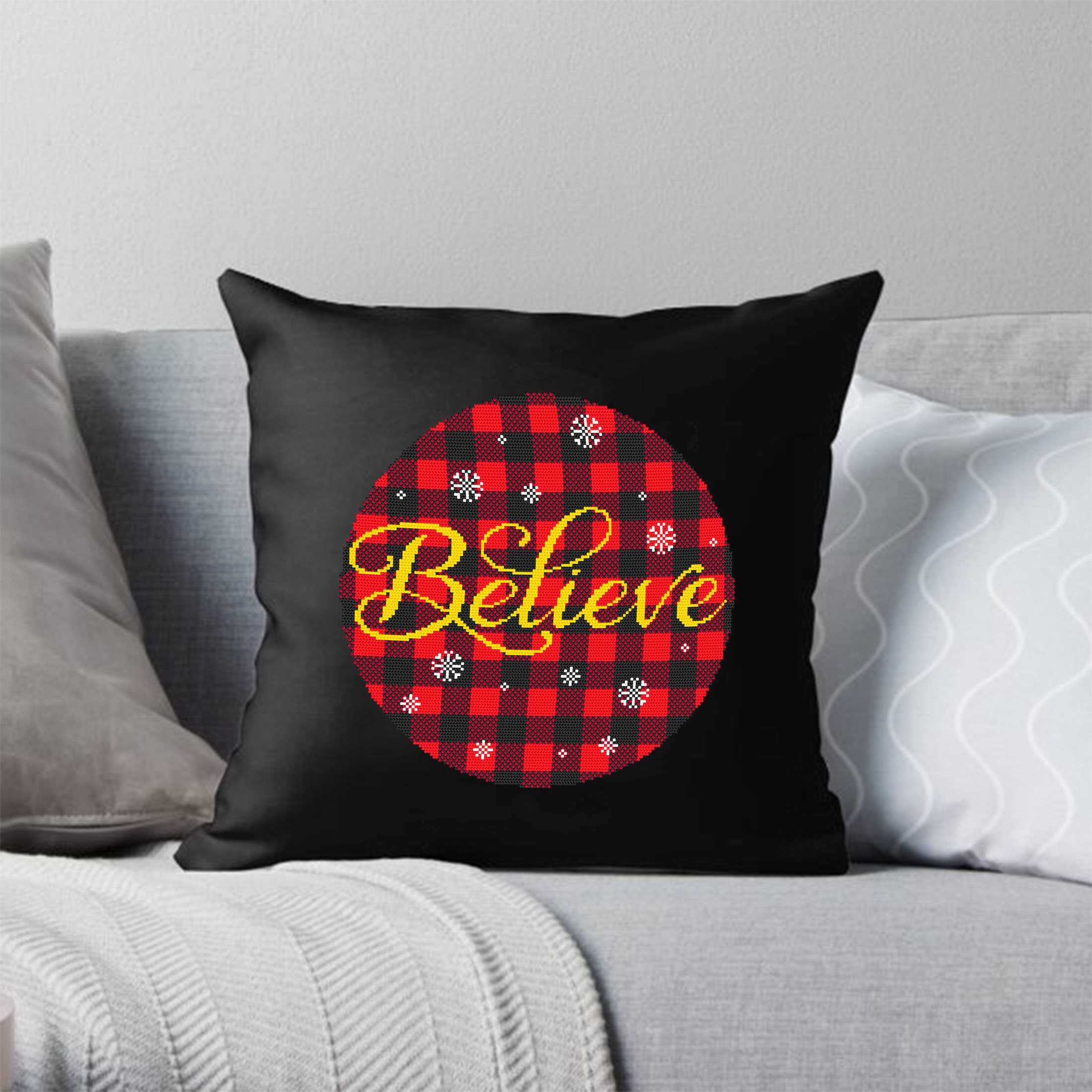 Buffalo Plaid Cross Stitch Pattern Download PDF Believe Christmas Cross ...