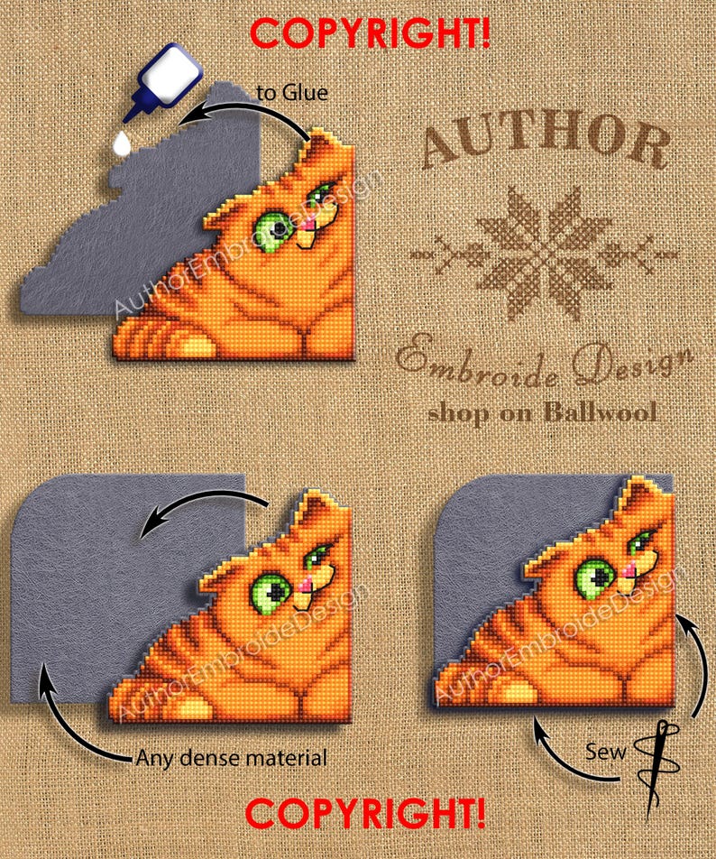Orange Cat Corner Bookmark Cross Stitch Pattern PDF Download Cat Cross ...