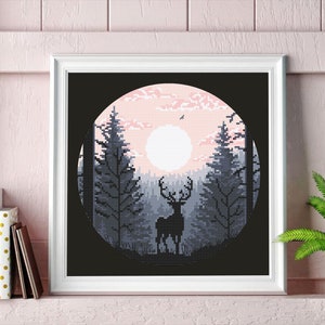 Nature Landscape Cross Stitch Pattern PDF Download Deer Cross Stitch ...
