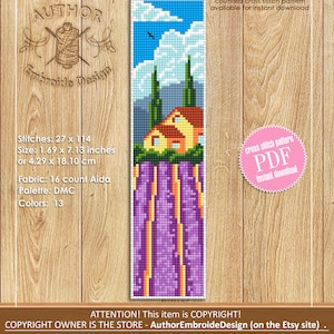 Country Bookmark Set Cross Stitch Pattern Download PDF Floral Bookmark ...