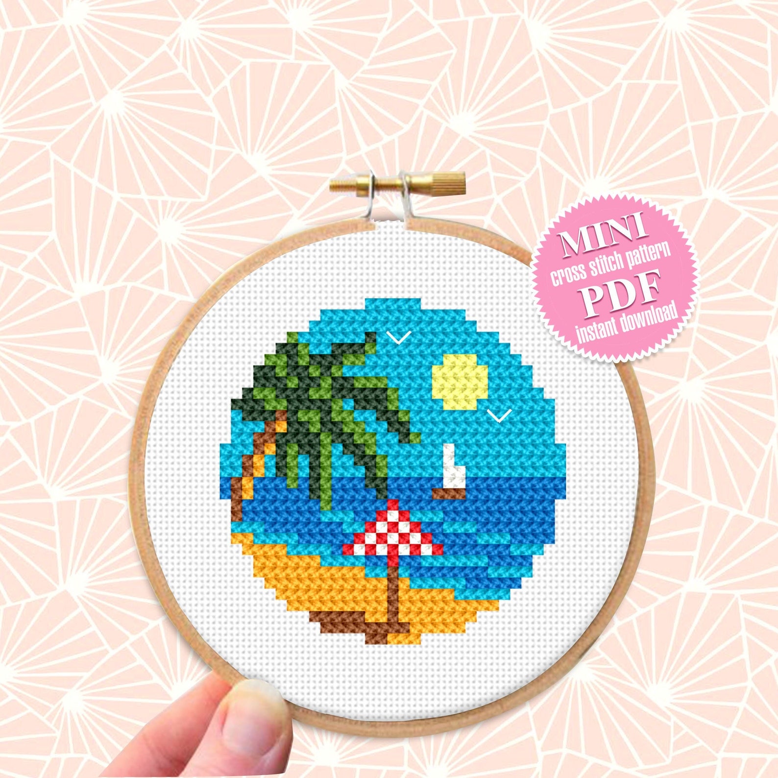 Small Cross Stitch Pattern Download PDF Nature Palm Beach Mini ...