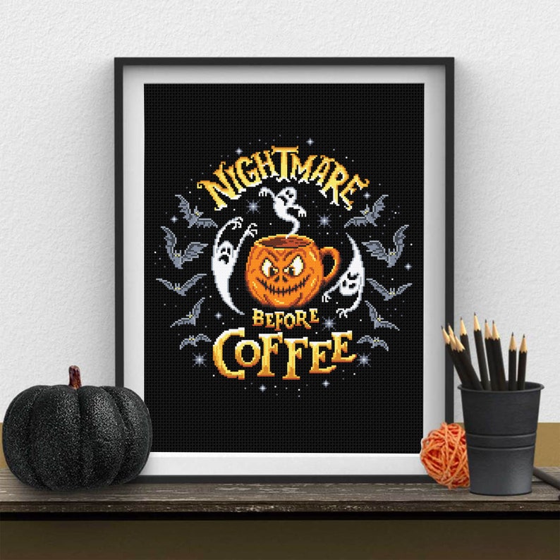Nightmare Before Coffee Cross Stitch Pattern Download PDF - Etsy
