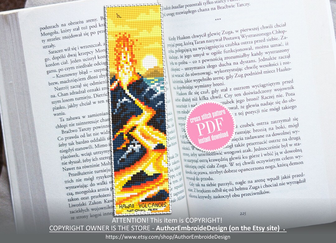 Hawaii Volcanoes National Park Bookmark Cross Stitch Pattern PDF ...