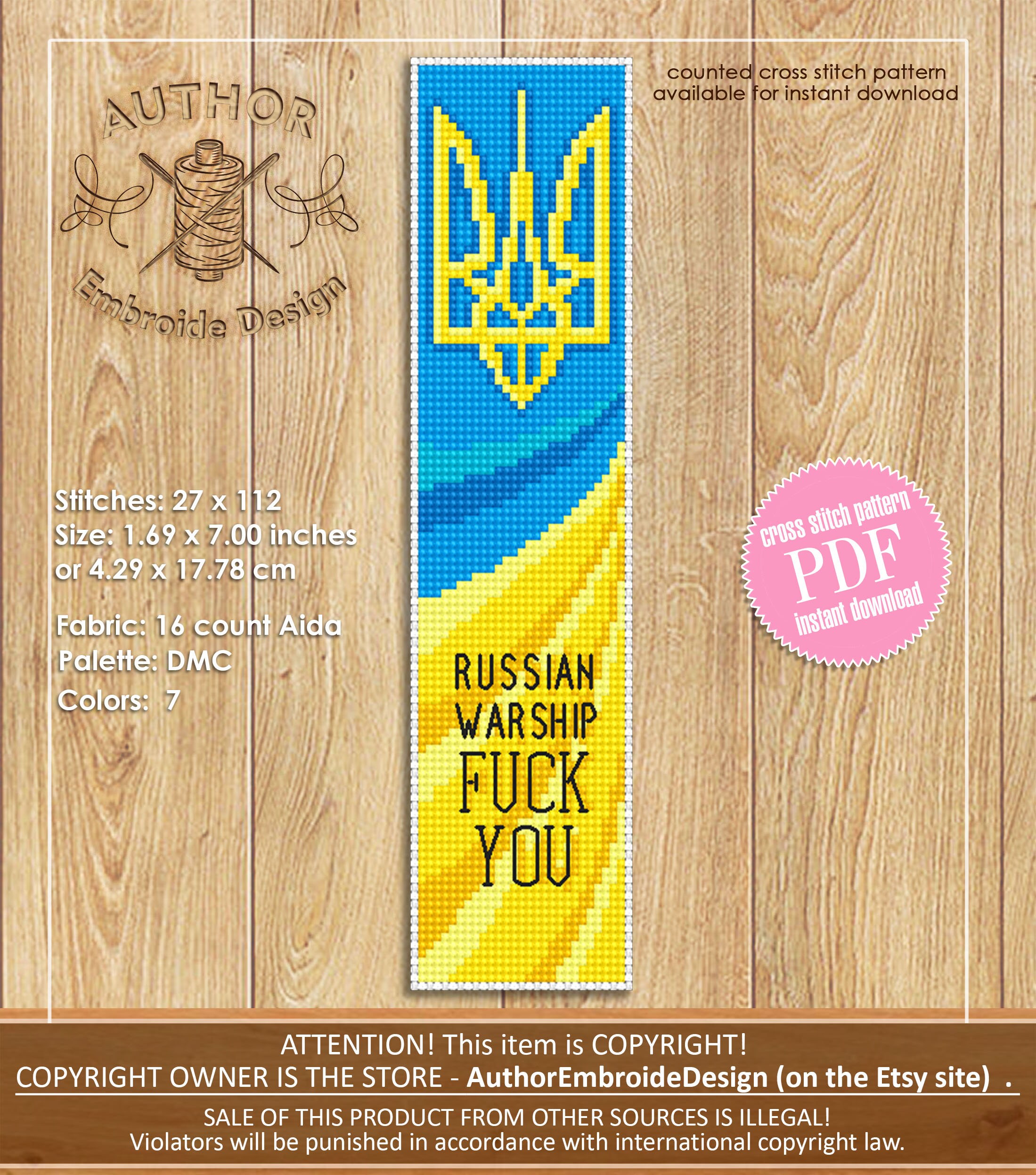 Bookmark Ukraine Cross Stitch Pattern PDF Handmade Bookmark - Etsy