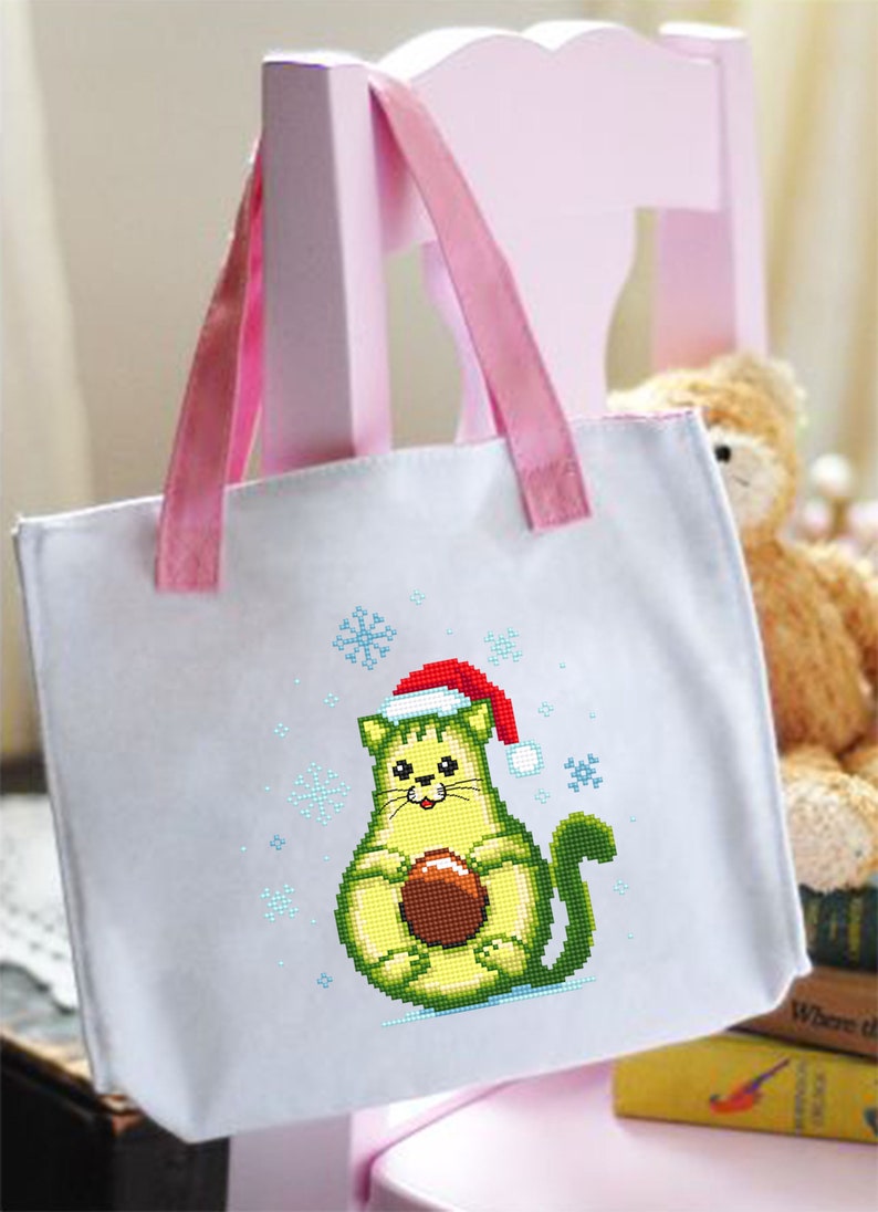 Kawaii Christmas Avocado Cross Stitch Pattern Download PDF, Funny ...