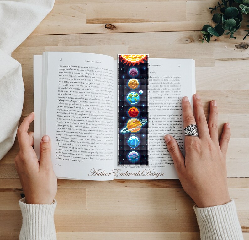 Solar System Bookmark Cross Stitch Pattern PDF Download Planets Cross ...