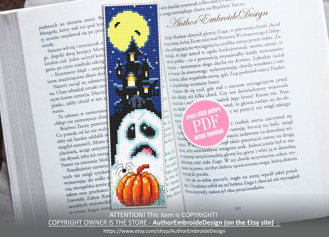 Halloween Bookmark Cross Stitch Pattern PDF Download Halloween Pumpkin ...
