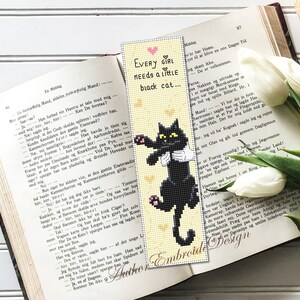 Cat Bookmark Cross Stitch Pattern Download PDF Black Cat Cross Stitch ...