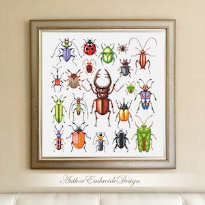 Bugs Cross Stitch Pattern PDF Download Sampler Beetles Cross Stitch ...
