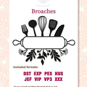 Kitchen Utensils Split Frame Machine Embroidery Design 3 Sizes, Baking ...