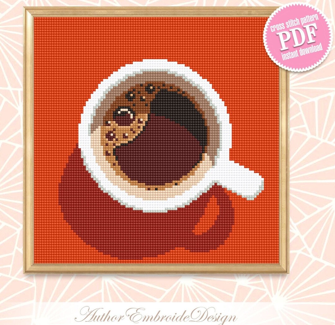 Coffee Cross Stitch Pattern PDF Download Kitchen Cross Stitch Chart ...