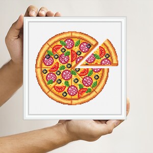 Pizza Cross Stitch Pattern Download PDF Italian Food Cross Stitch Chart ...