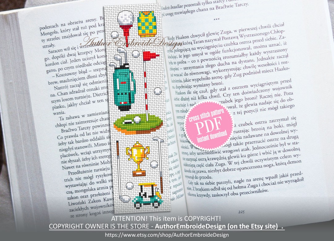 Golf Bookmark Cross Stitch Pattern PDF Instant Download Sport Mini ...
