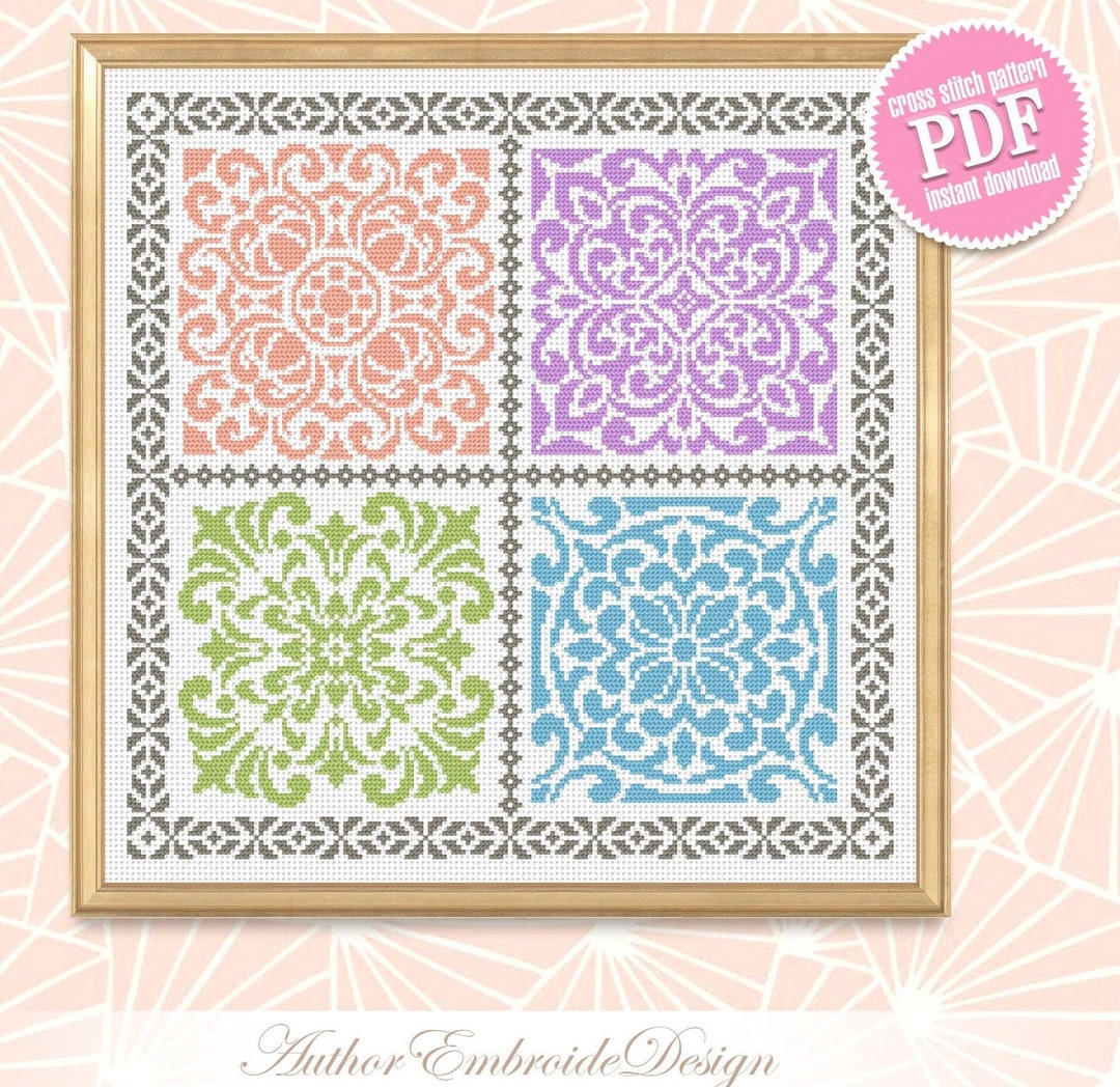 Square Mandala Cross Stitch Pattern PDF Download Sampler Cross Stitch ...