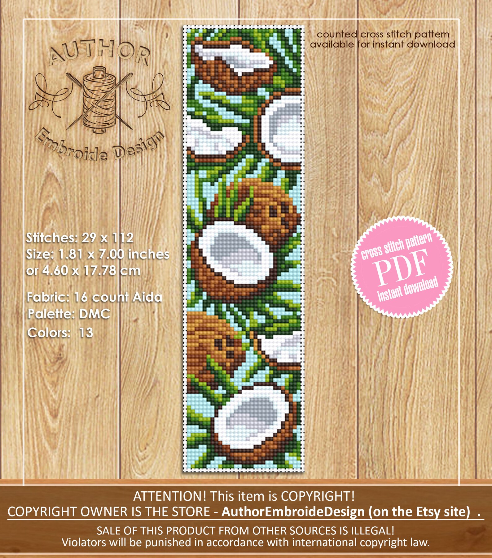 Exotic Fruit Bookmark Set Cross Stitch Pattern Download PDF Summer ...