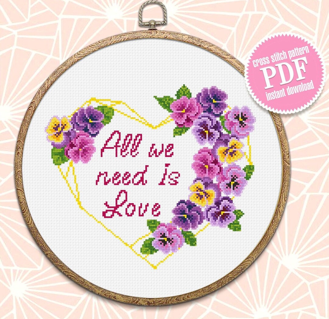 Heart Frame Cross Stitch Pattern PDF Download Framed Quote Cross Stitch ...