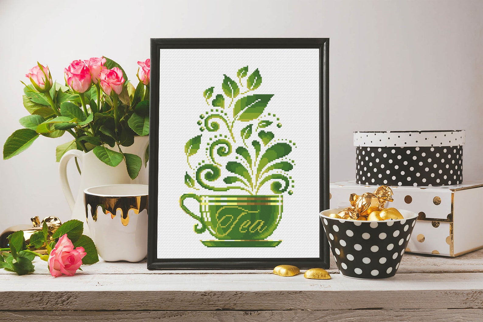 Tea Cup Cross Stitch Pattern Download PDF Awesome Kitchen - Etsy