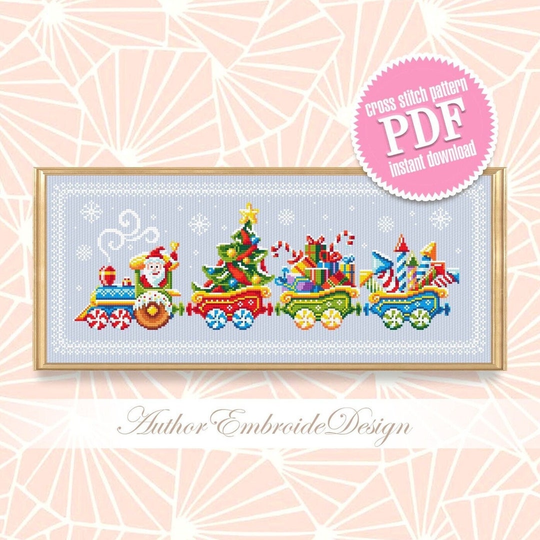 Christmas Train Cross Stitch Pattern PDF Download Merry Christmas Cross ...