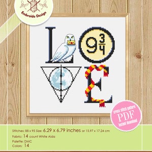 Wizard Love Cross Stitch Pattern PDF Download Wizard School Cross ...