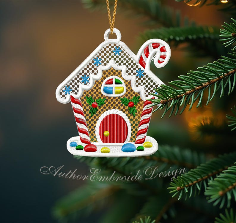FSL Gingerbread House Machine Embroidery Design Download - Earrings and ...