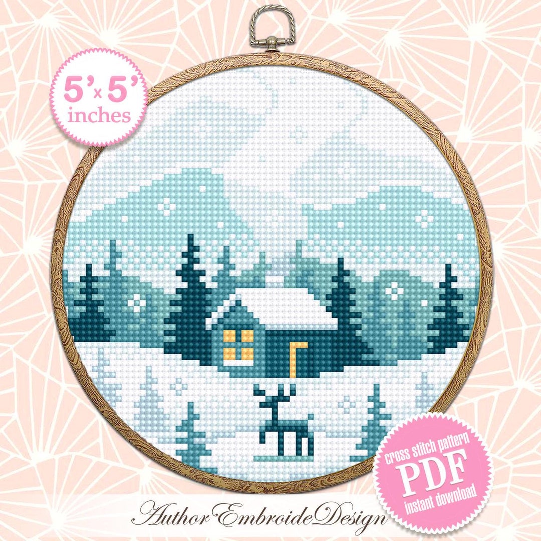 Winter Landscape Cross Stitch Pattern PDF Download Winter Forest Cross ...