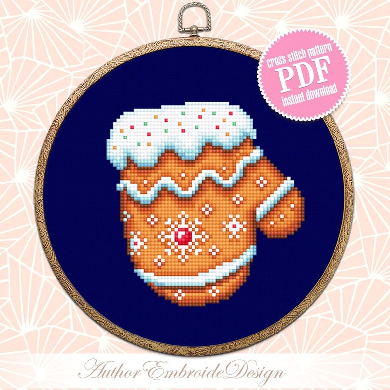 Christmas Mitten Gingerbread Cross Stitch Pattern Download PDF ...