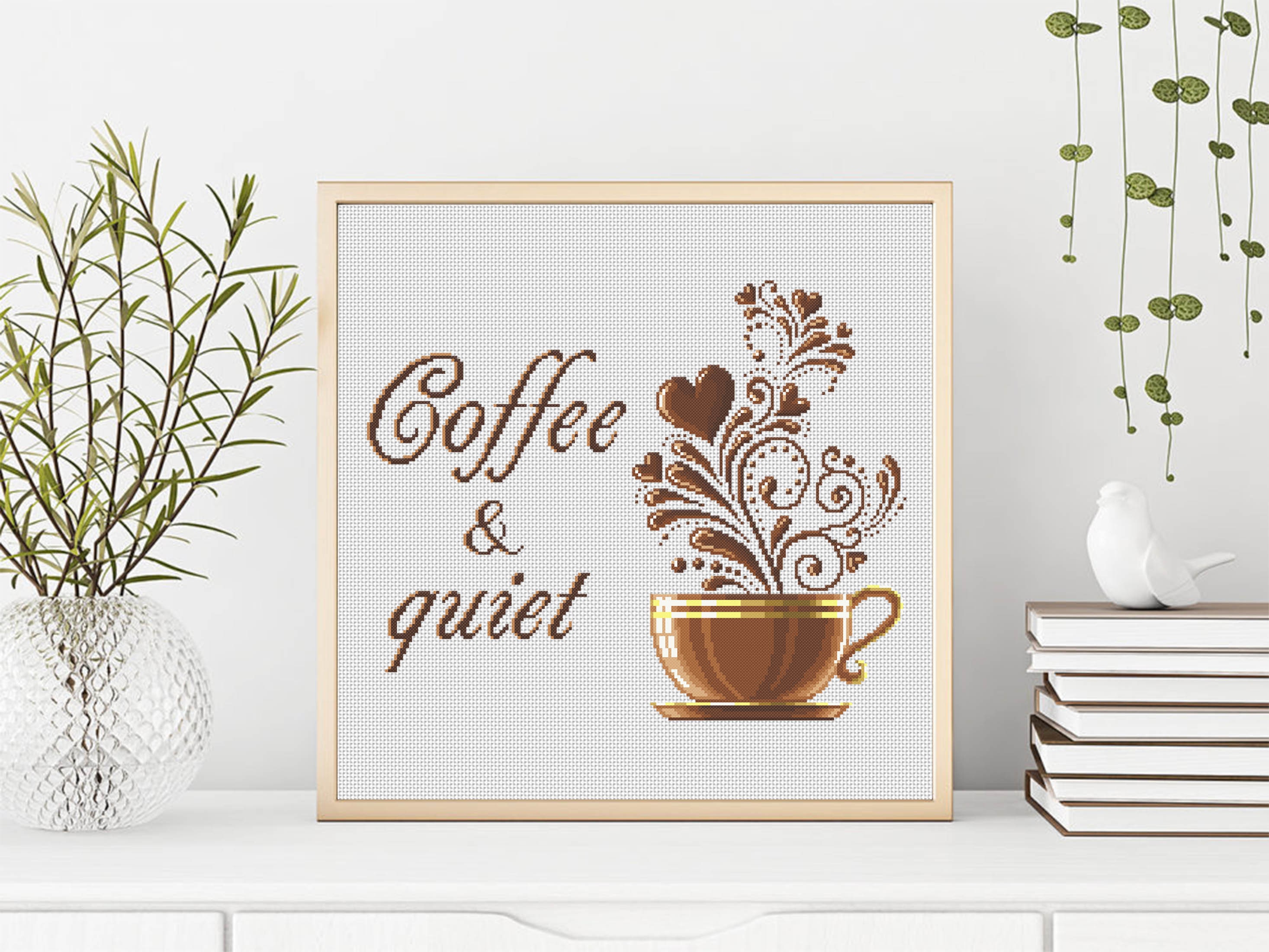 Coffee Cup Cross Stitch Pattern Download PDF Coffee Quote - Etsy