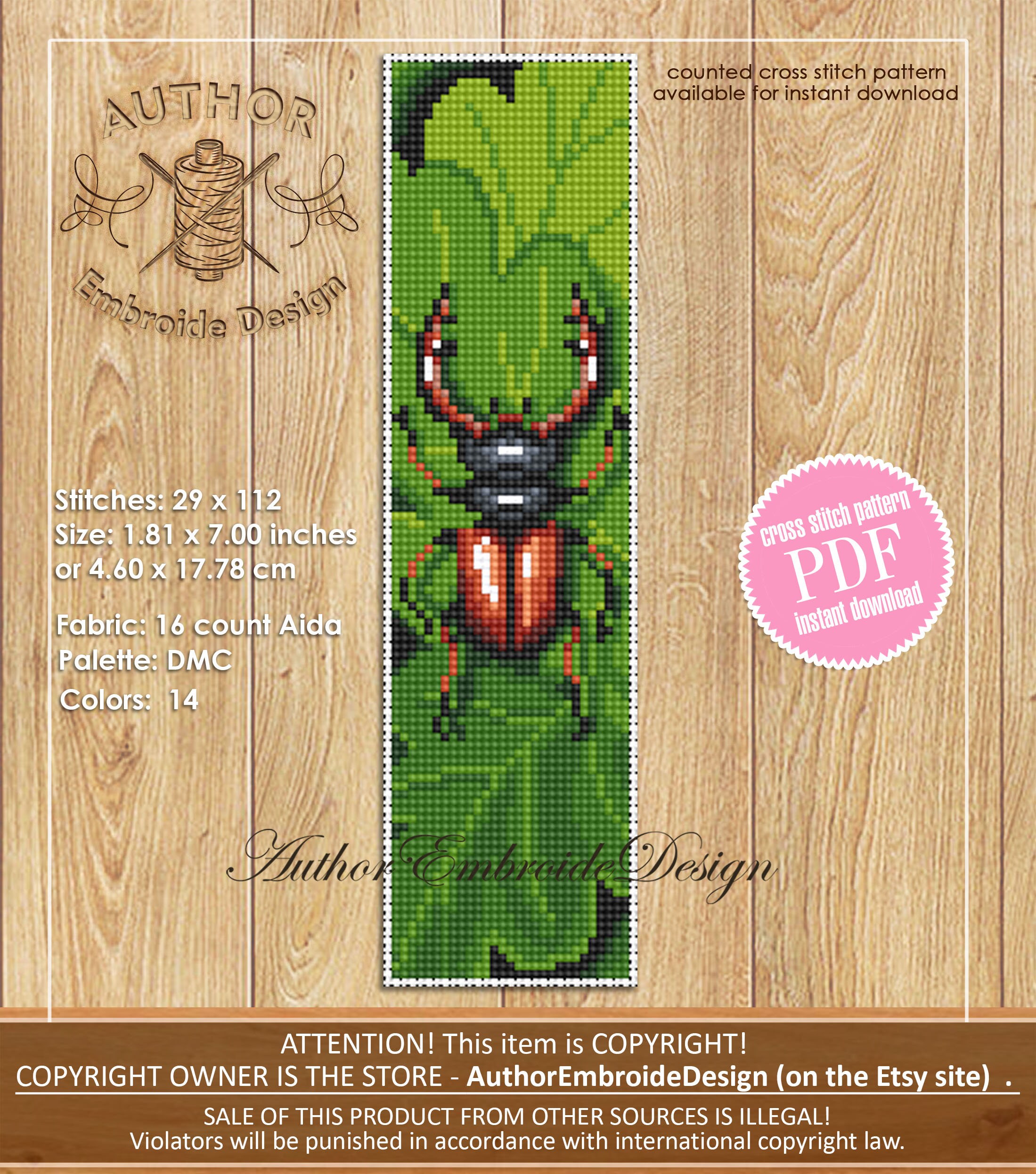 Beetle Bookmark Set Cross Stitch Pattern PDF Download Small Bug Cross ...