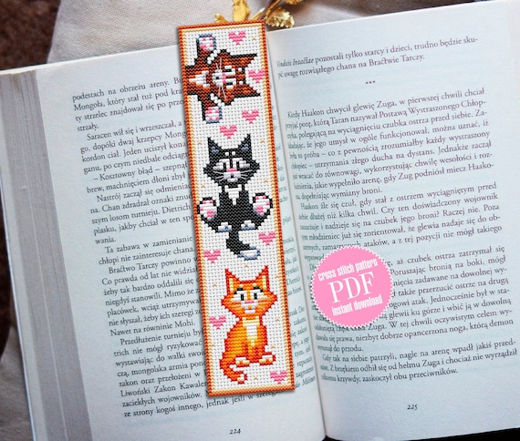 Modern Bookmark Cat Cross Stitch Pattern Digital PDF Handmade - Etsy